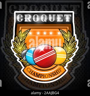 Croquet club icon. Sport league tournament vector round emblem or icon ...