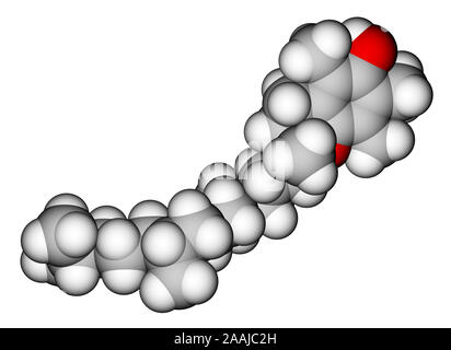 alpha-Tocopherol, Vitamin E chemical formula and skeletal structure. A ...