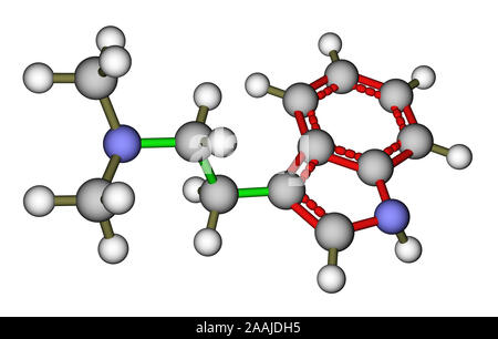 Dimethyltryptamine (DMT) psychedelic drug molecule. Present in the ...