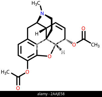 Chemical structure of heroin (diacetylmorphine) narcotic drug ...