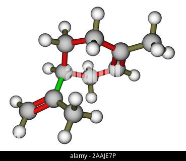 Limonene (D-limonene) citrus scent molecule. 3D rendering. Atoms are ...