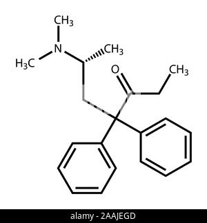 Methadone. Chemical formula, molecular structure. 3D rendering Stock ...