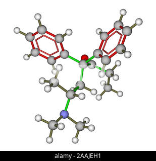 Methadone. Chemical formula, molecular structure. 3D rendering Stock ...