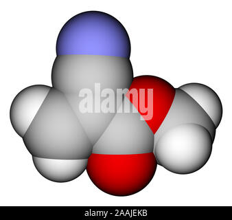 Methyl cyanoacrylate, an instant glue. 3D molecular structure Stock ...