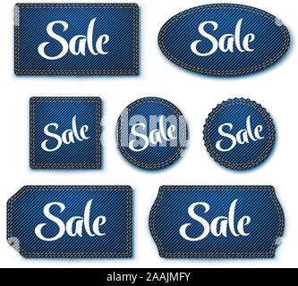 Blank textile clothing labels isolated vector set. Illustration of ...