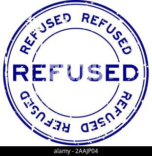 Grunge blue refused word rubber business seal stamp on white background ...
