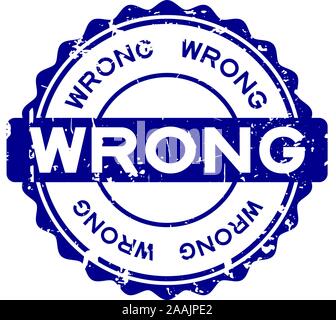 Grunge blue incorrect word round rubber seal stamp on white background ...