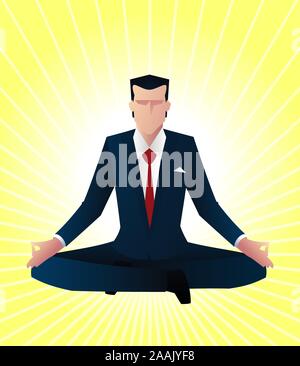 Man with closed eyes meditating. Stress Awareness Month. The concept of ...