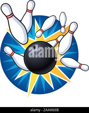 An illustration of a bowling ball scoring a strike Stock Vector Image ...