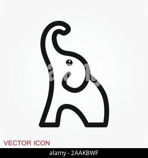 Funny elephant line icon concept. Funny elephant flat vector symbol ...