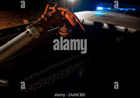 Truck equipped with master stream gun used for firefighting operation ...