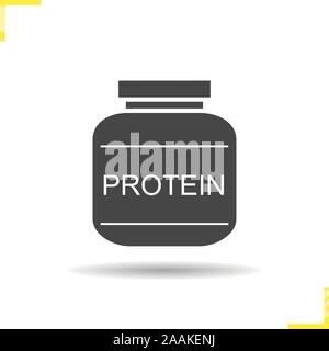 Protein powder icon. Drop shadow silhouette symbol. Vector isolated ...