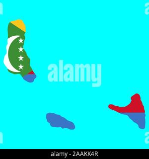 Comoros Map Flag. Map of Comoros with the Comorian country banner ...