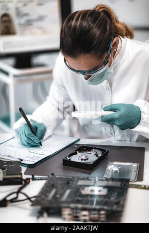 Crime scene forensics investigator with digital camera taking pictures ...