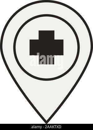 medical cross symbol in pin location block style Stock Vector Image ...