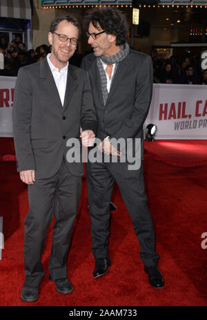 Director Producers JOEL COEN and ETHAN COEN on set location candid in Los Angeles during filming ...