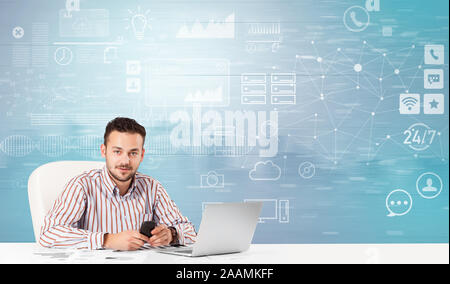 Business person at front desk with workflow concept Stock Photo - Alamy