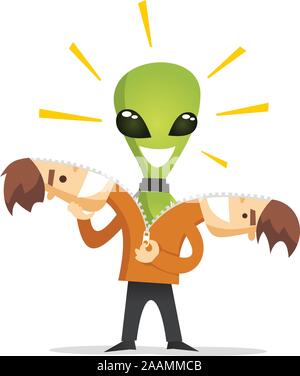 Alien in human disguise vector cartoon illustration Stock Vector Image ...