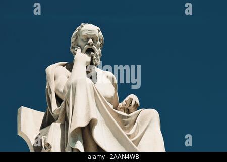 Stone statue of ancient Greek philosopher Socrates in Dublin botanical ...