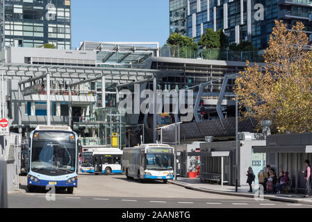 Sydney buses and bus interchange station in Parramatta city centre ...