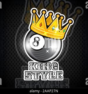 Eight Ball Pool Crown vector illustration design black silhouette Stock ...