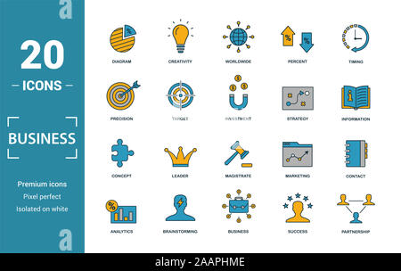 Business icon set. Include creative elements diagram, worldwide ...