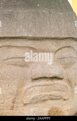 The Cobata Olmec colossal head on display at Parque Olmeca in Santiago ...