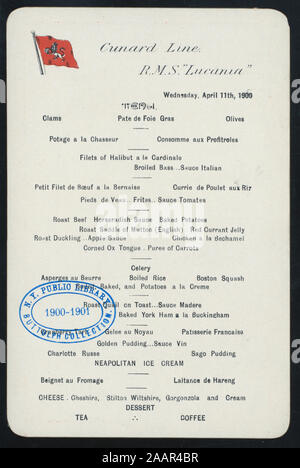 STEAMSHIP LINE FLAG AT TOP OF MENU; INCLUDES PRICED WINE LIST 1900-1094 ...