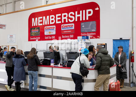 Costco Wholesale membership warehouse store interior, T-shirts at the ...