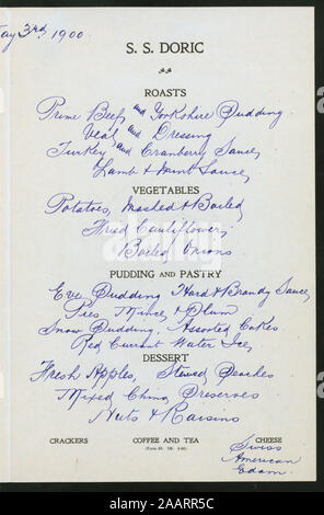 DINNER (held by) OCCIDENTAL & ORIENTAL STEAMSHIP COMPANY (at) S.S ...