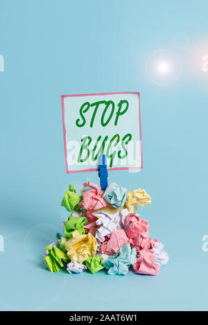 Handwriting text Stop Bugs. Conceptual photo Get rid an insect or ...