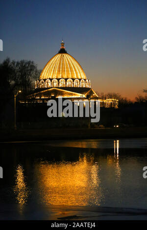 Beautiful photo of the Soviet dome of the pavilion illuminated by the ...
