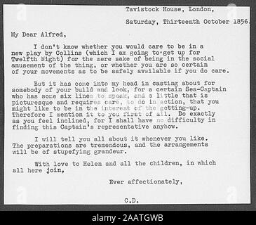 Dickens, Alfred, his brother ALS to 1856 Oct 13 Dickens, Alfred, his ...