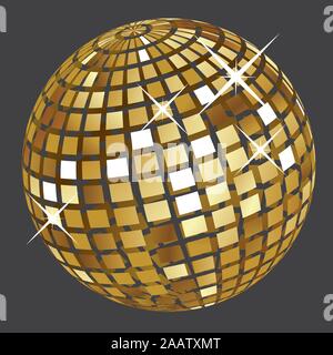 Vector Grey Disco Ball on Colorful Neon Brick Background. Light snow ...