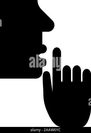 Keep silence concept Man shows index finger quietly Person closed his ...