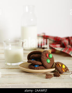 chocolate cookies with milk for dessert and refreshments Stock Photo ...