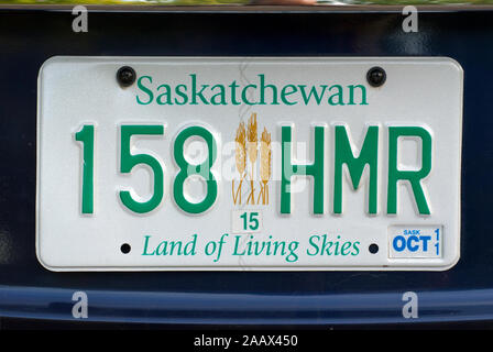 Saskatchewan land of the living skies license plate Canada Stock Photo ...