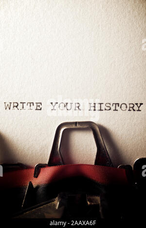 The sentence, Your History, written with a typewriter Stock Photo - Alamy