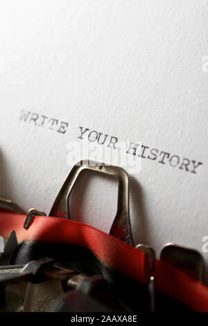 The sentence, Your History, written with a typewriter Stock Photo - Alamy