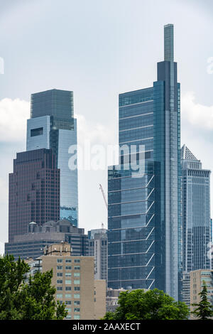 The towers of Center City Philadelphia rise beyond rowhomes along ...