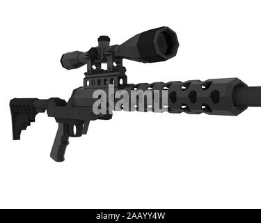 Assault rifle side view. Isolated. 3D Rendering Stock Photo - Alamy