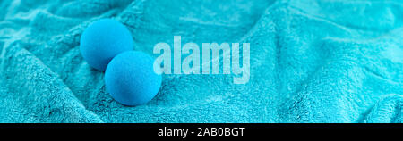 Bath bombs on color background Stock Photo - Alamy