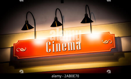 Street Sign the Direction Way to Cinema Stock Photo - Alamy
