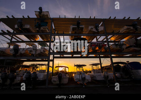 Boats on a storage rack at a Florida marina Stock Photo - Alamy