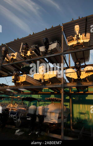 Boats on a storage rack at a Florida marina Stock Photo - Alamy