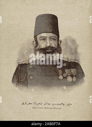 Engraved portrait of the Sultan of Turkey, Abdul Hamid II or Abdülhamid ...