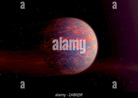 Hot orange exoplanet in deep space. Elements of this image furnished by ...