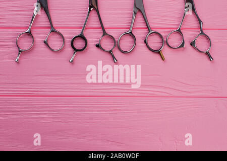 Professional haircutting scissors on a colorful pastel background Stock ...