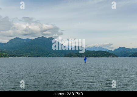 ocean and mountains view from ferry Howe Sound near Gibsons Canada ...