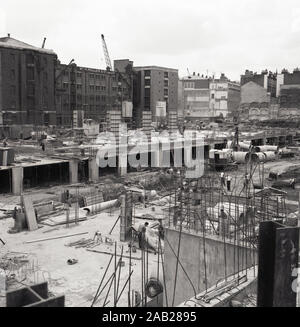 1960s, historical, London, a construction site for new office blocks ...